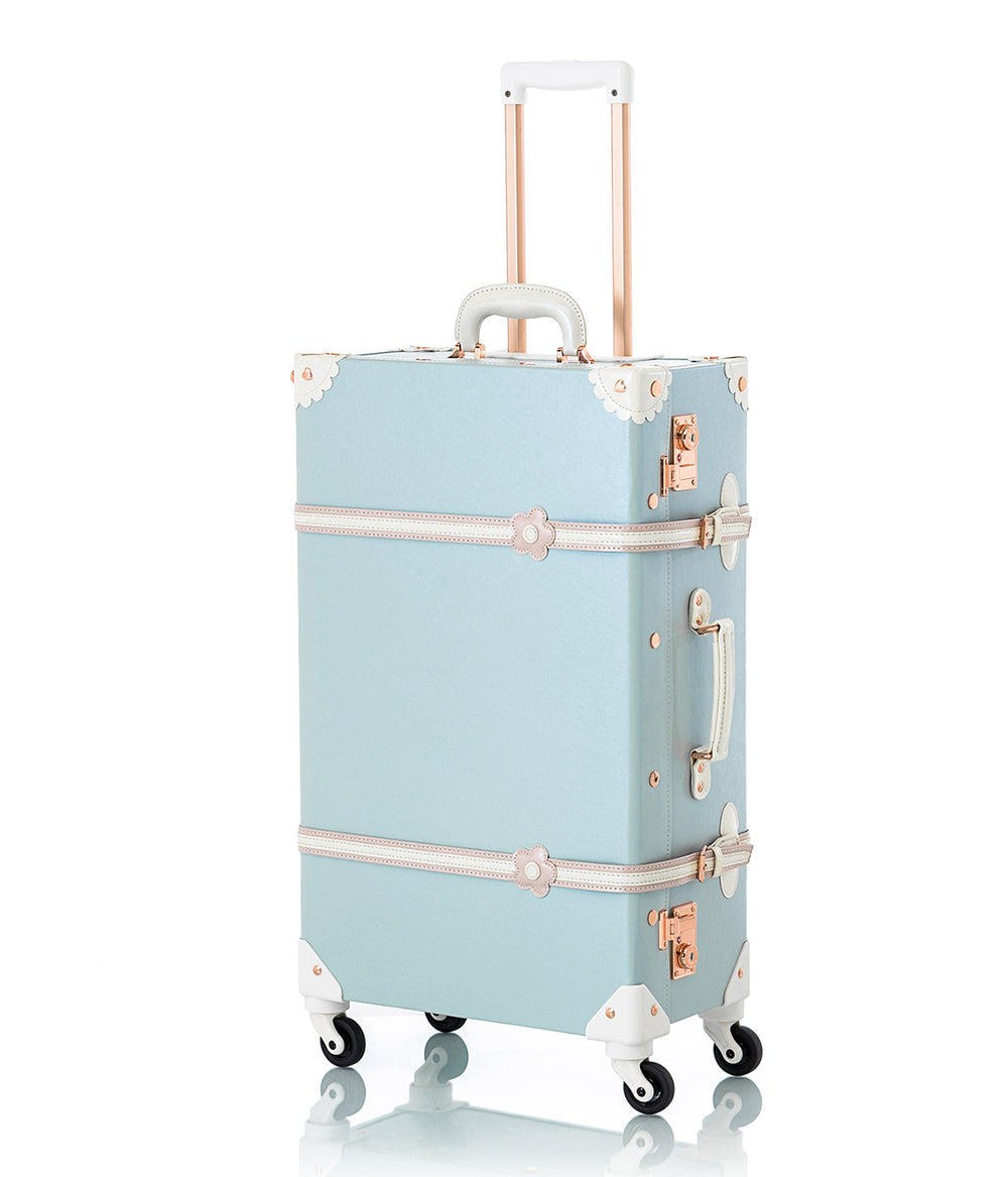 Women Handmade Sky Blue Spinner Cute Luggage Sets | COTRUNKAGE
