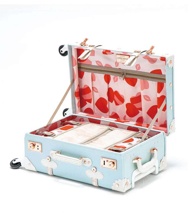 Women Handmade Sky Blue Spinner Cute Luggage Sets | COTRUNKAGE
