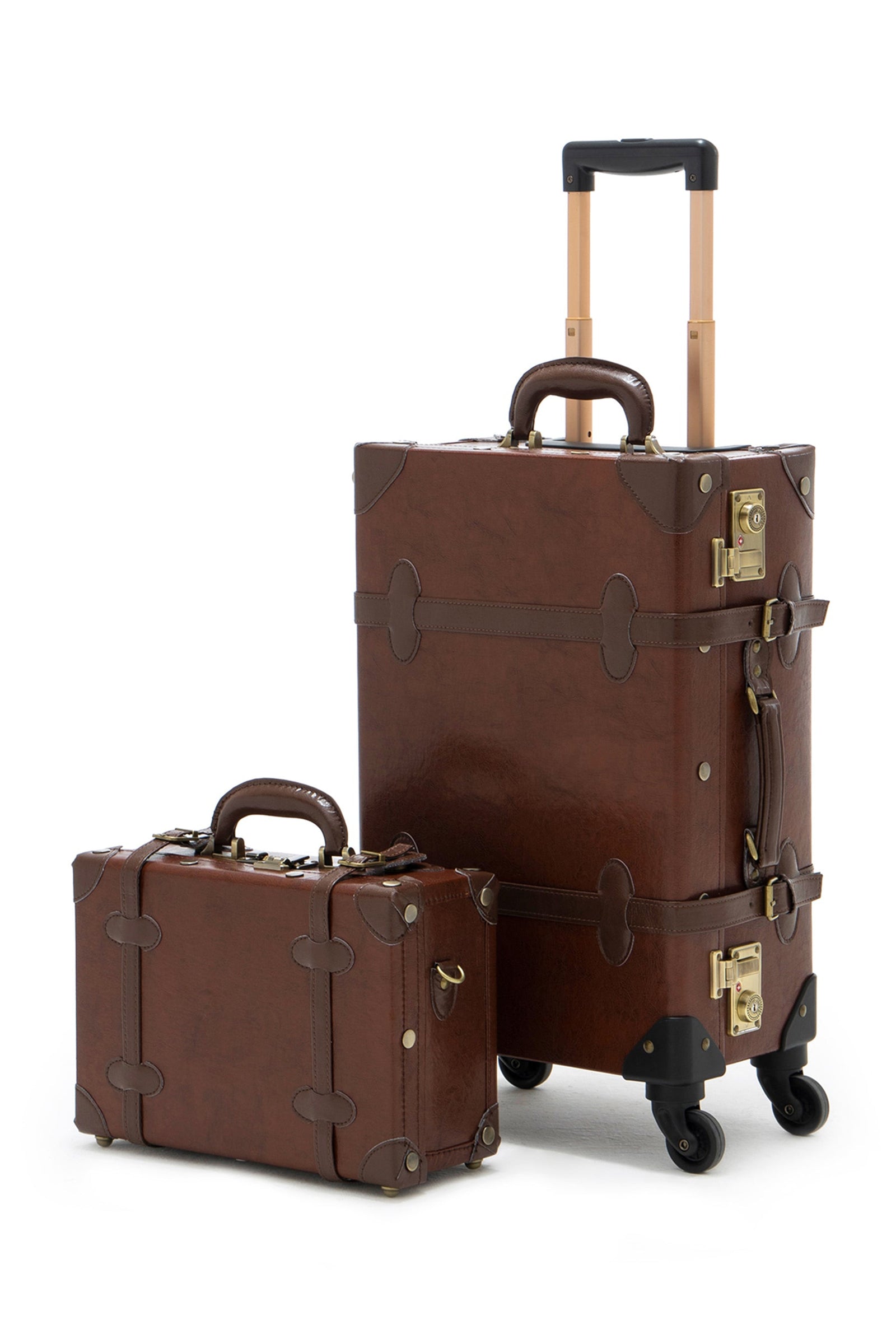 Handmade Spinner Black and Brown Luggage Sets | COTRUNKAGE